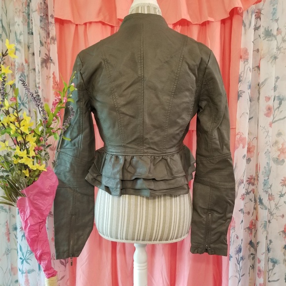 Xhilaration | Jackets & Coats | Nwt Faux Leather Ruffle Peplum Moto ...